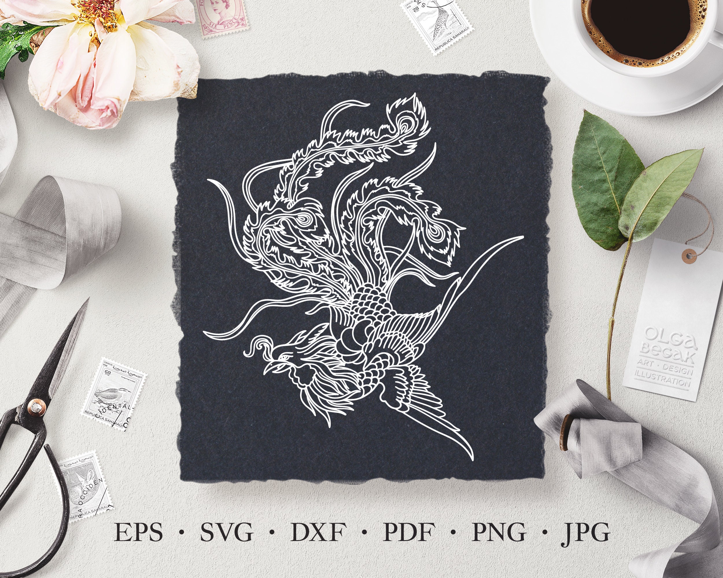 Phoenix SVG Cut Files Phoenix Line Art Vector Illustration | Etsy