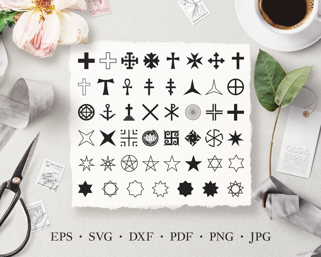 Stars and Crosses SVG Bundle, Religious Vector Pack Clip Art, DIY Logo ...
