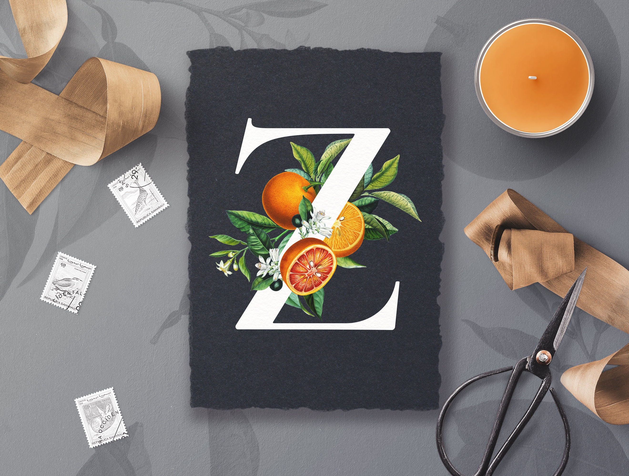 Orange Citrus Monogram Font Floral Monogram Alphabet Clipart | Etsy