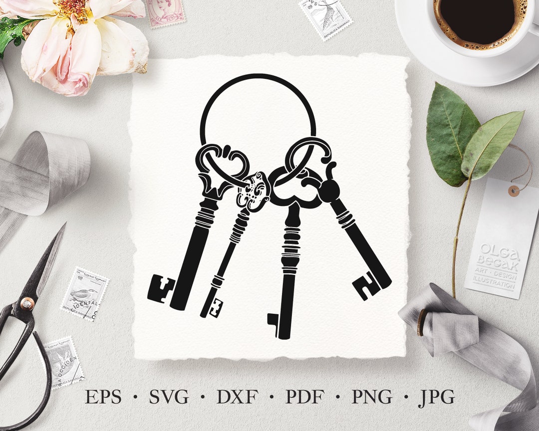 Old Keys on Hook SVG, Retro Keys Silhouette Laser Cut Files, Door Keys ...
