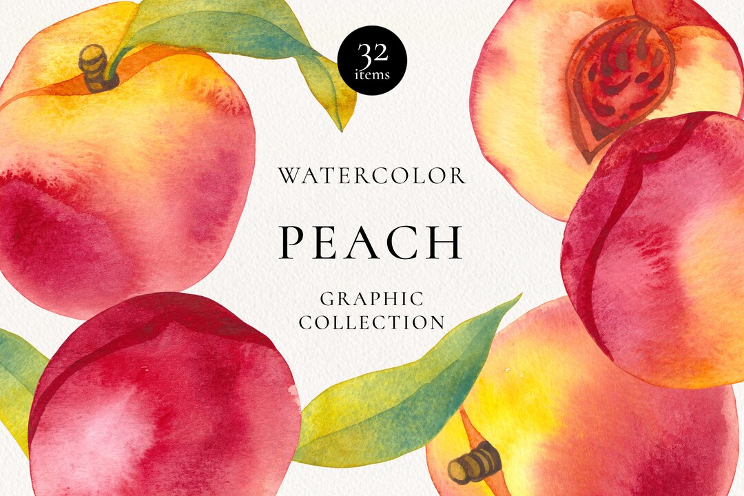 Peach Fruit Watercolor Clip Art, Peach Painting PNG Clipart, Sweet ...