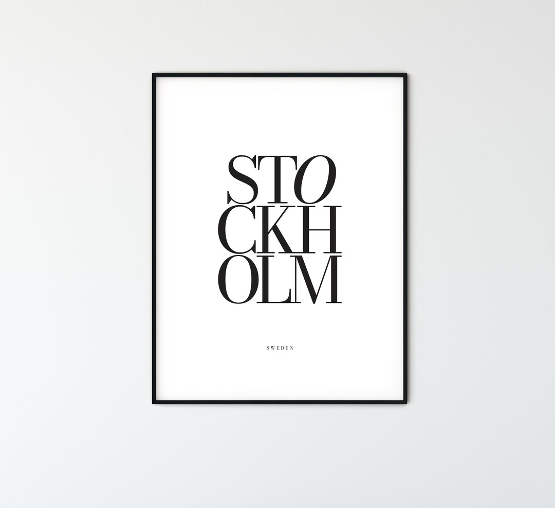 STOCKHOLM City Name Typography Poster, Minimalist Printable Wall Art ...
