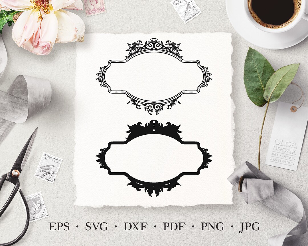 Ornate Frame SVG, Vintage Frame Silhouette, DIY Business Logo Design ...