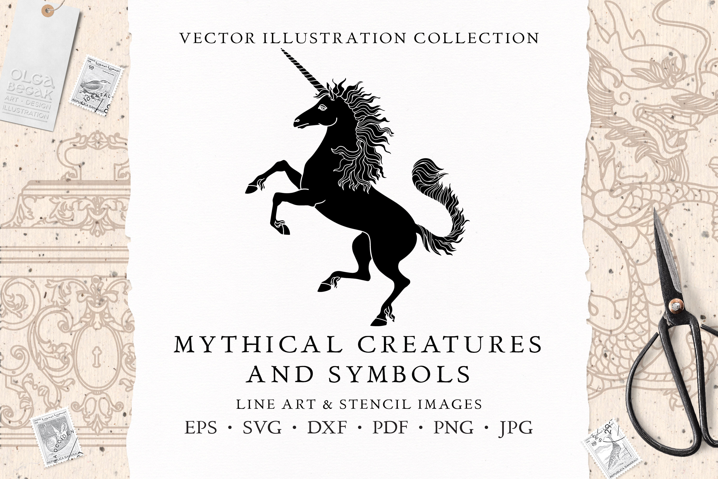 Mythical Creatures SVG Bundle: Unicorn Chinese Dragon | Etsy Canada