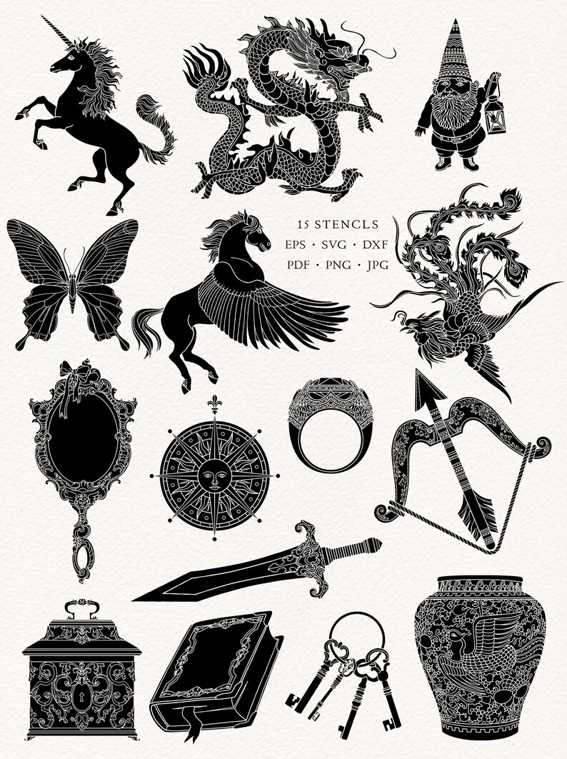 Mythical Creatures SVG Bundle: Unicorn Chinese Dragon | Etsy Canada