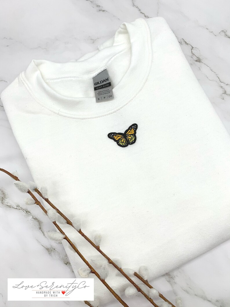 Embroidered Butterfly Sweat Shirt Unisex Crewneck Sweatshirt - Etsy