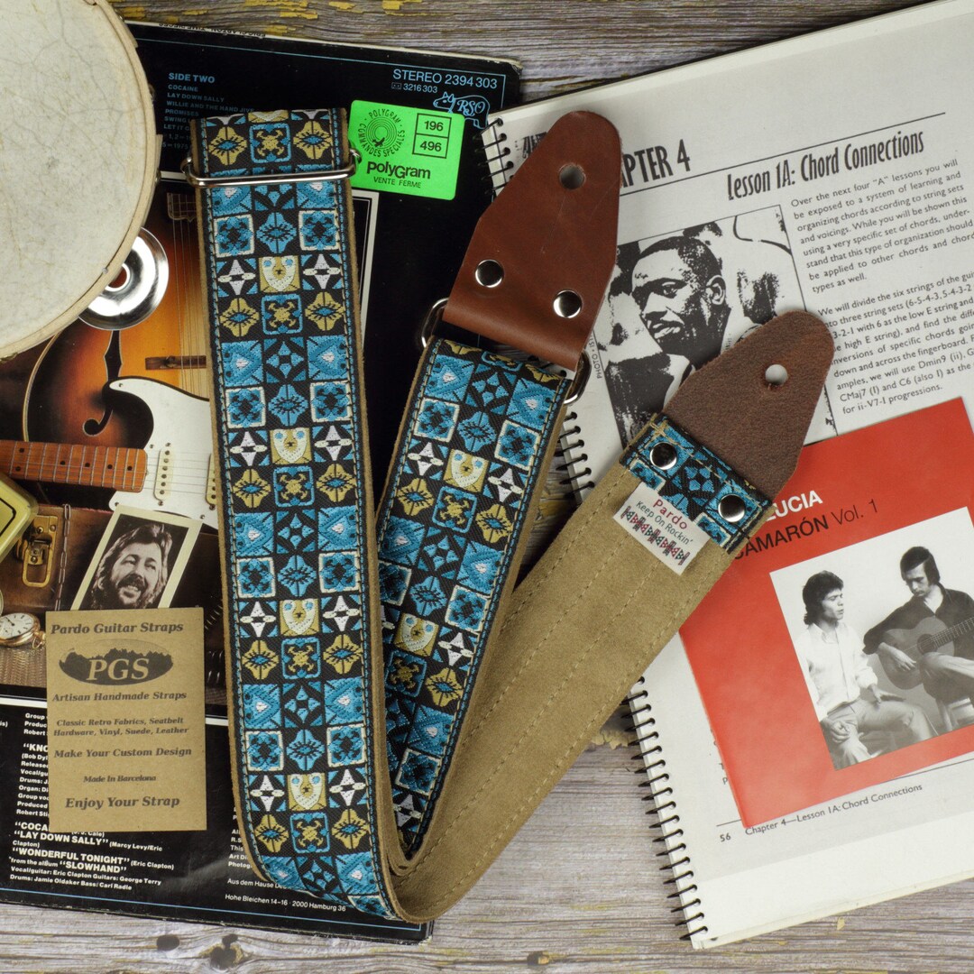 Jimi Hendrix Guitar Strap Blue Woodstock, Hippie Strap for Guitar and ...