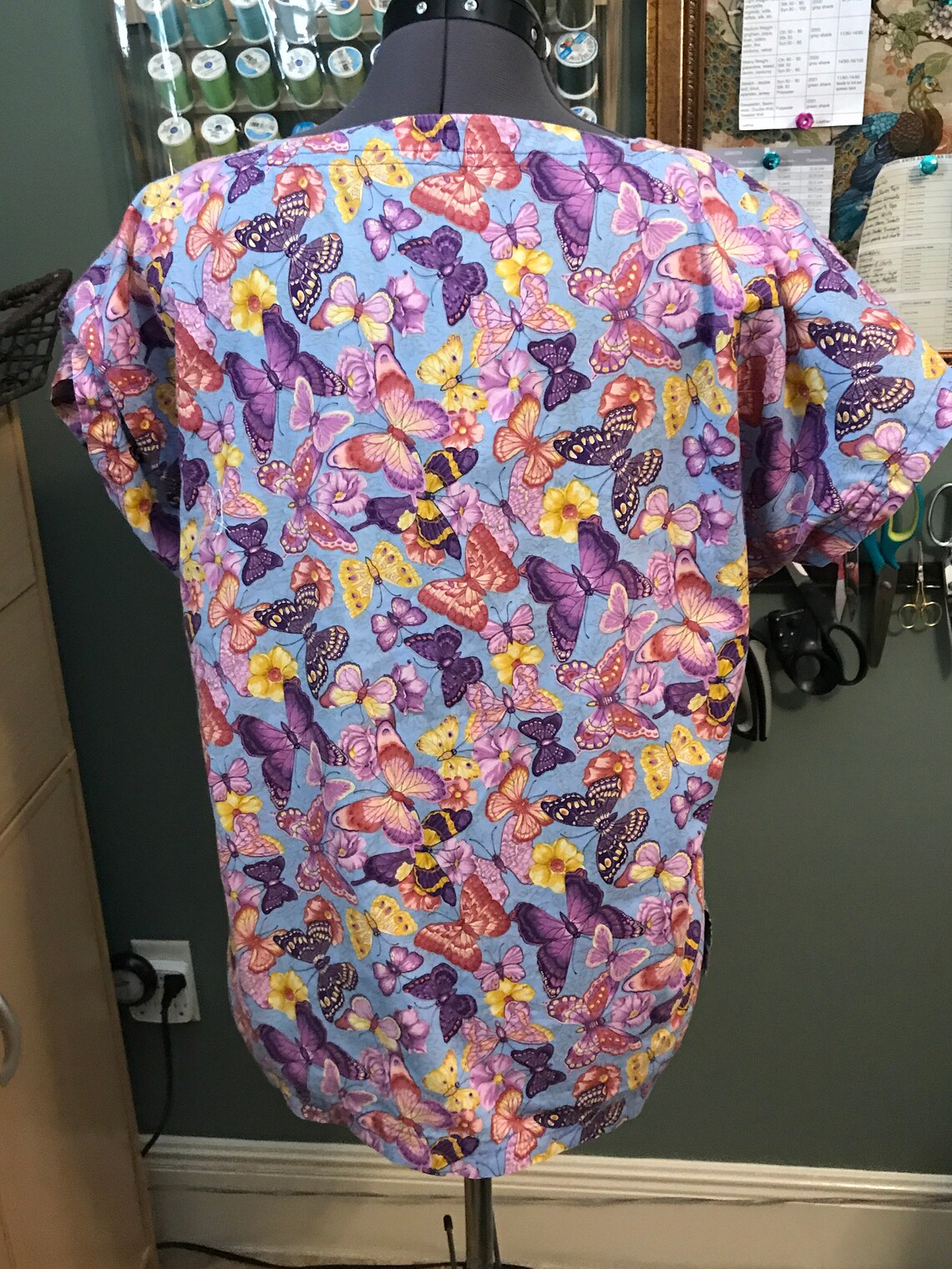 SMALL/MEDIUM Handmade Butterfly Scrub Top Nursing Scrubs, Kids Scrubs ...