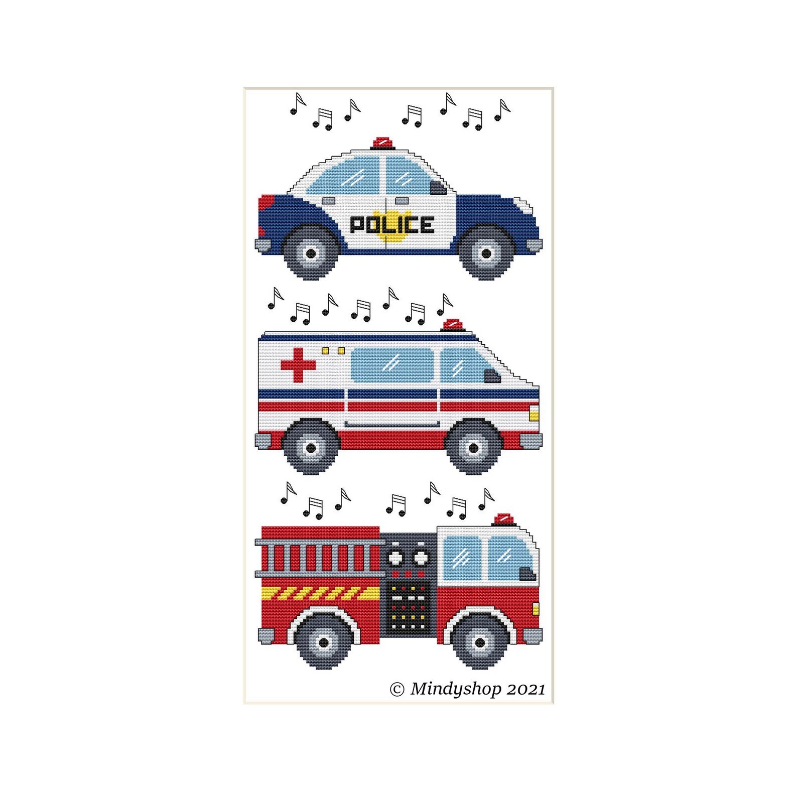 Lot of 3 Vehicle Kids Nursery Police Car Ambulance Fire | Etsy