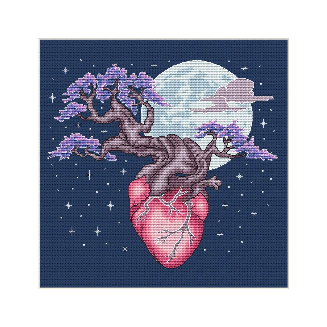 Bonsai Heart Tree Cross Stitch Design - Etsy
