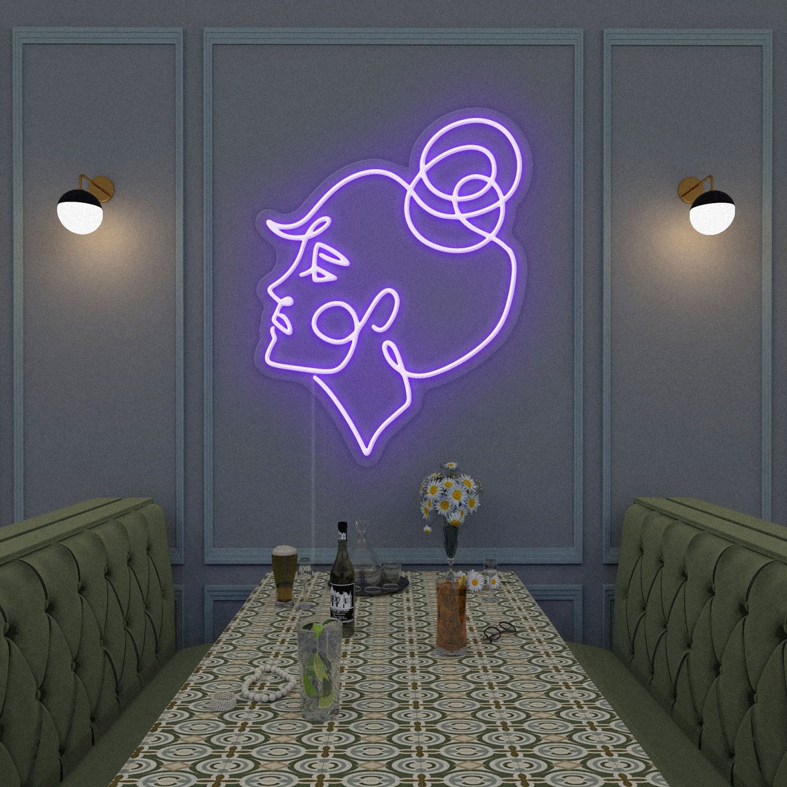 Woman With Hair Bun LED Neon Sign Custom Neon Neon Light - Etsy