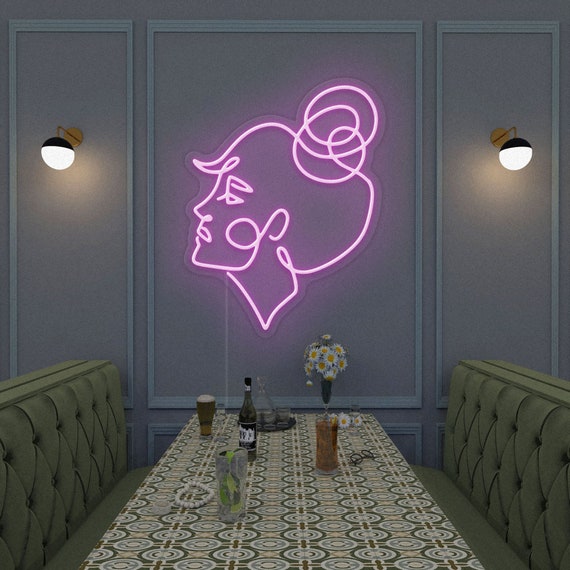 Woman With Hair Bun LED Neon Sign Custom Neon Neon Light | Etsy