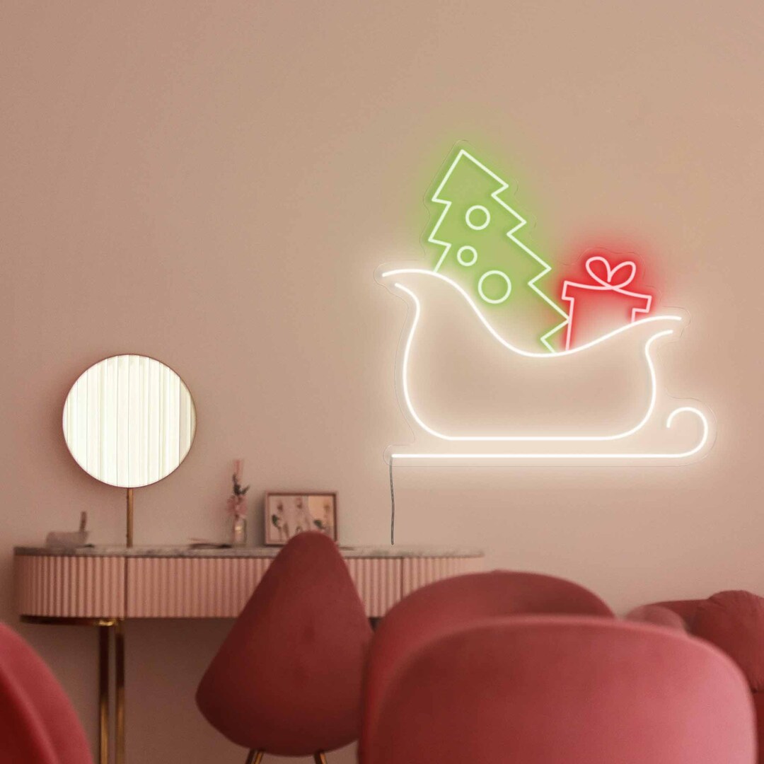 Santa's Sleigh LED NEON SIGN Retail Sign, Kids, Custom Sign, Christmas ...