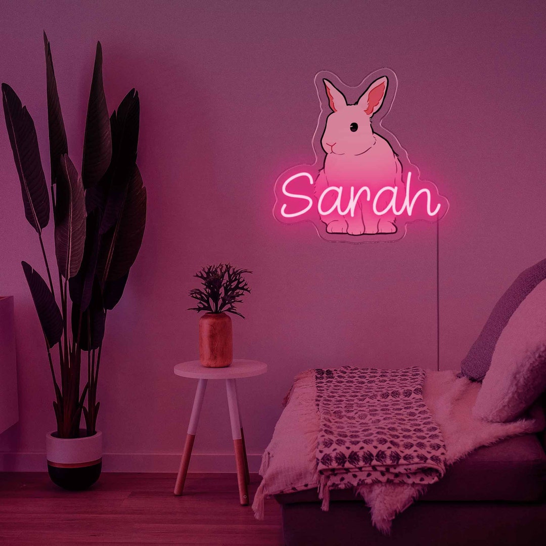 Bunny Kids Name Neon Sign Custom LED Neon Sign Bedroom - Etsy