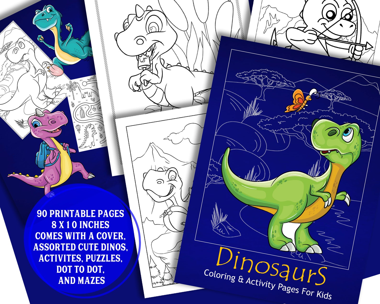 Dinosaurs Coloring & Activity Book for Kids: Color Me With - Etsy