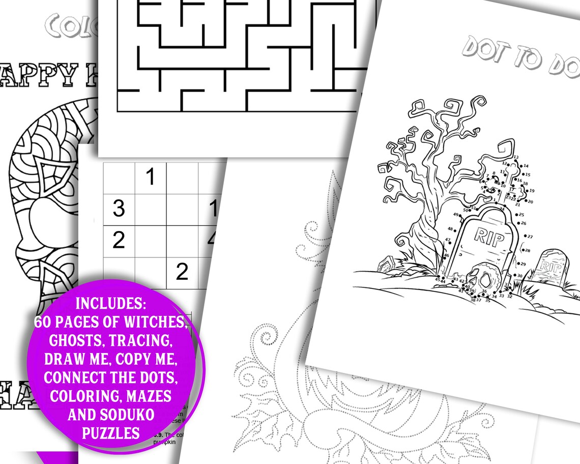 Halloween Activity Book for Kids: Printables for Ages 8 - 10 With Color ...