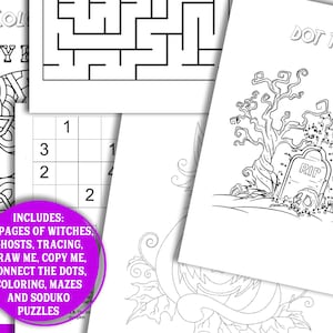 Halloween Activity Book for Kids: Printables for Ages 8 - 10 With Color ...