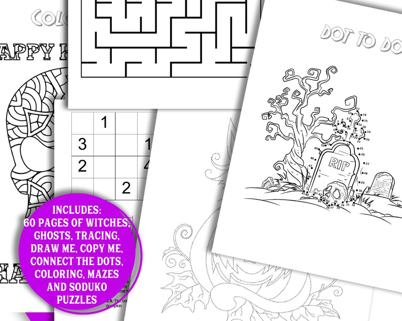 Halloween Activity Book for Kids: Printables for Ages 8 - 10 With Color ...