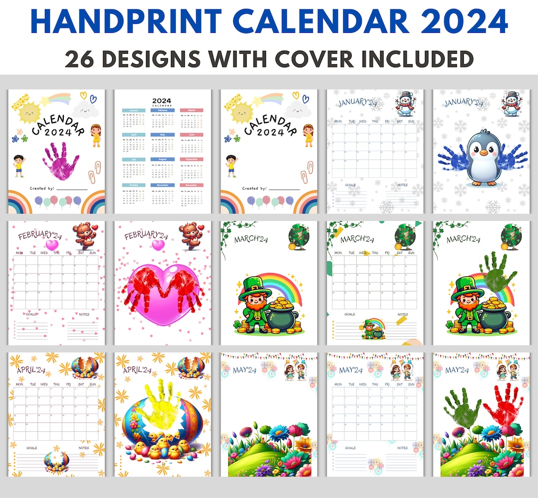 Handprint Calendar 2024 Handprint Craft Handprint Art - Etsy Canada