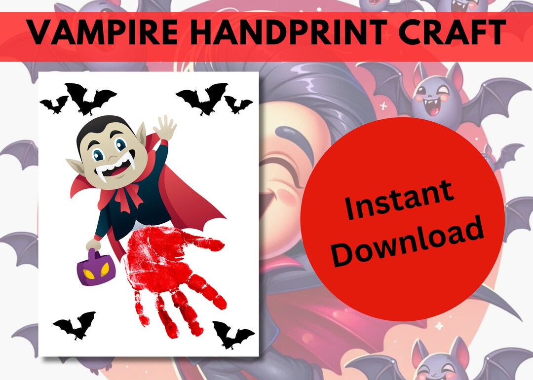 Vampire Fall Handprint Craft, Handprint Art, Halloween Handprint Craft ...