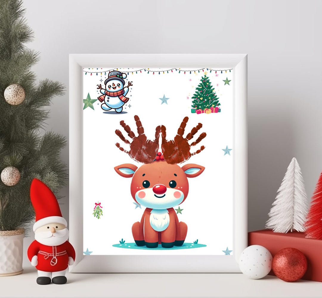Handprint Christmas, Craft Handprint Rudolph the Reindeer, Printable ...