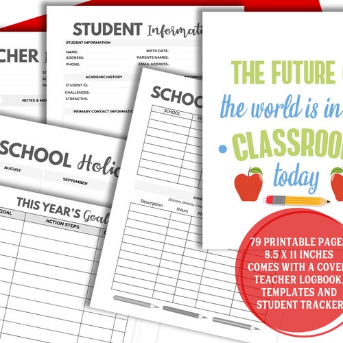 Printable Teacher Planner Log Book Sheets PDF Simple Old - Etsy