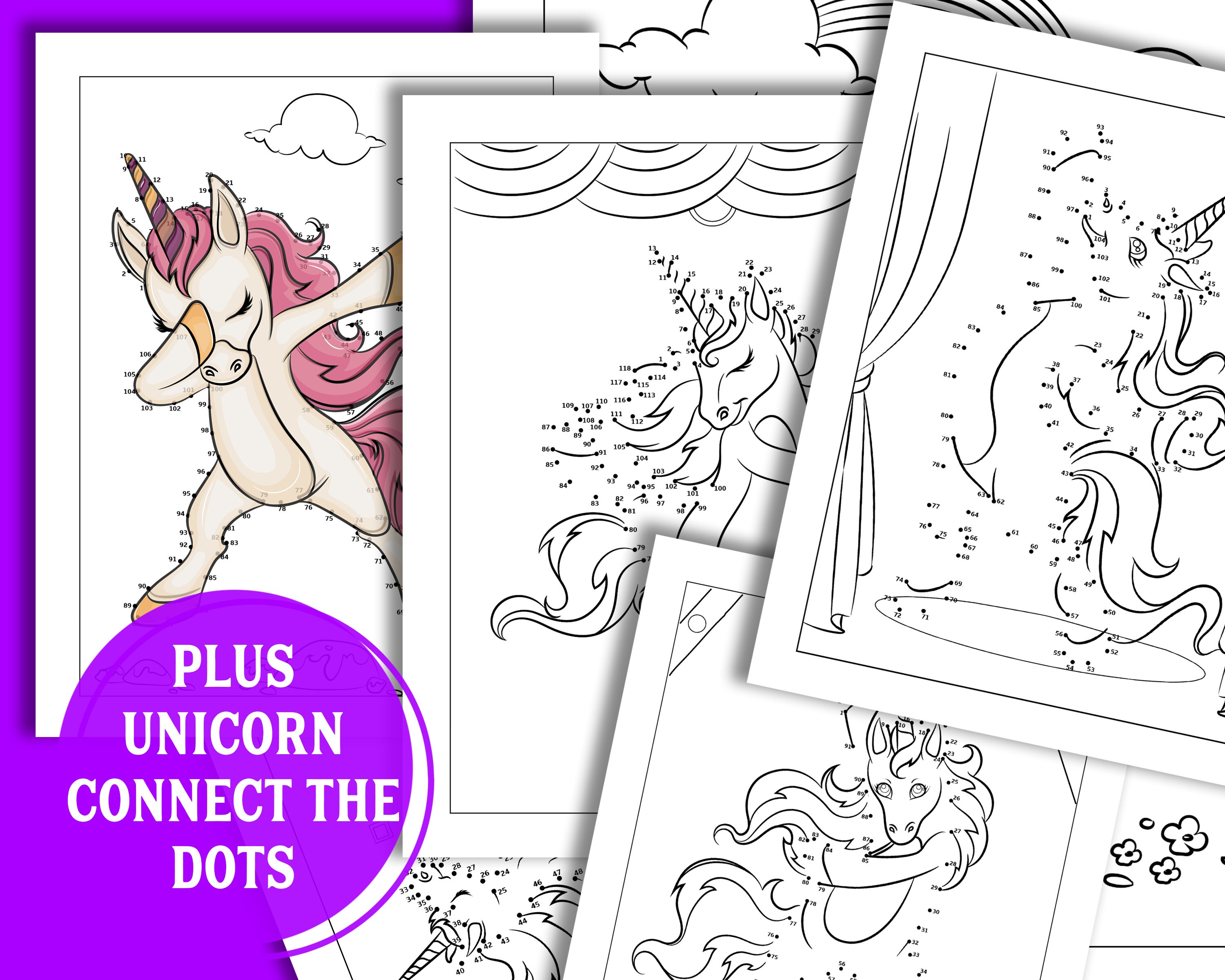 Unicorns Coloring Pages, Mazes and Connect the Dots Color Me Beautiful ...