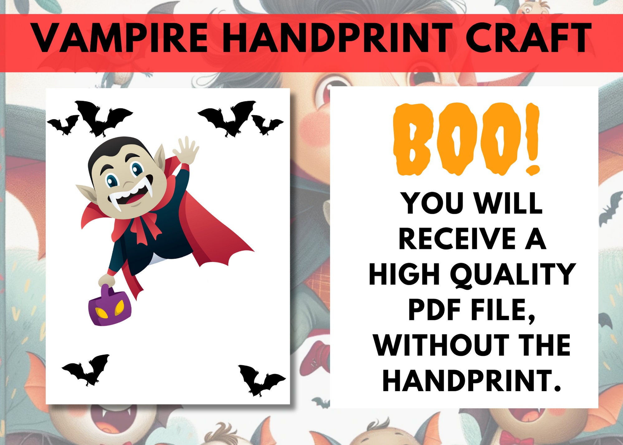 Vampire Fall Handprint Craft, Handprint Art, Halloween Handprint Craft ...