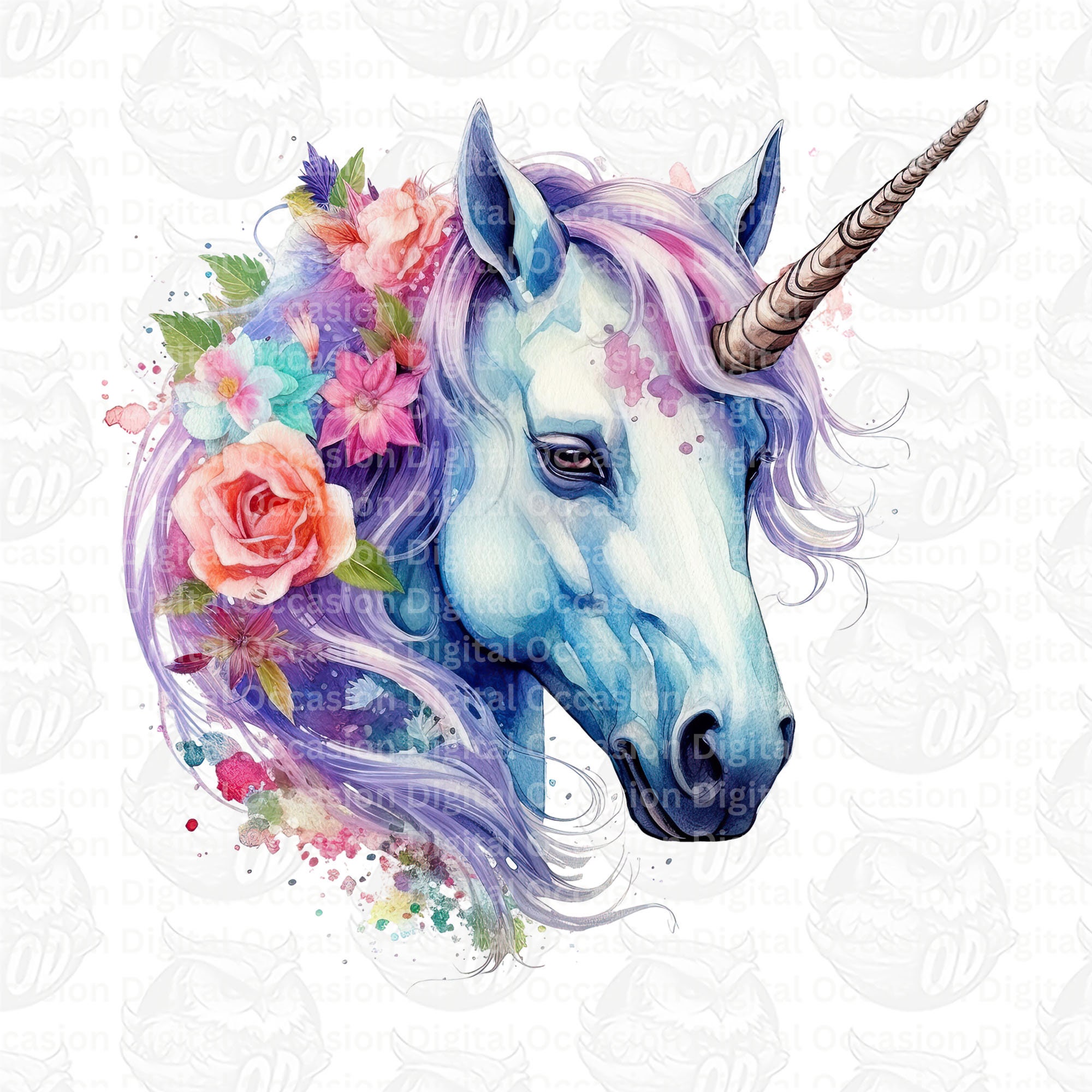 Watercolor Unicorn Clipart, Fantasy Clip Art PNG Graphics 24 ...