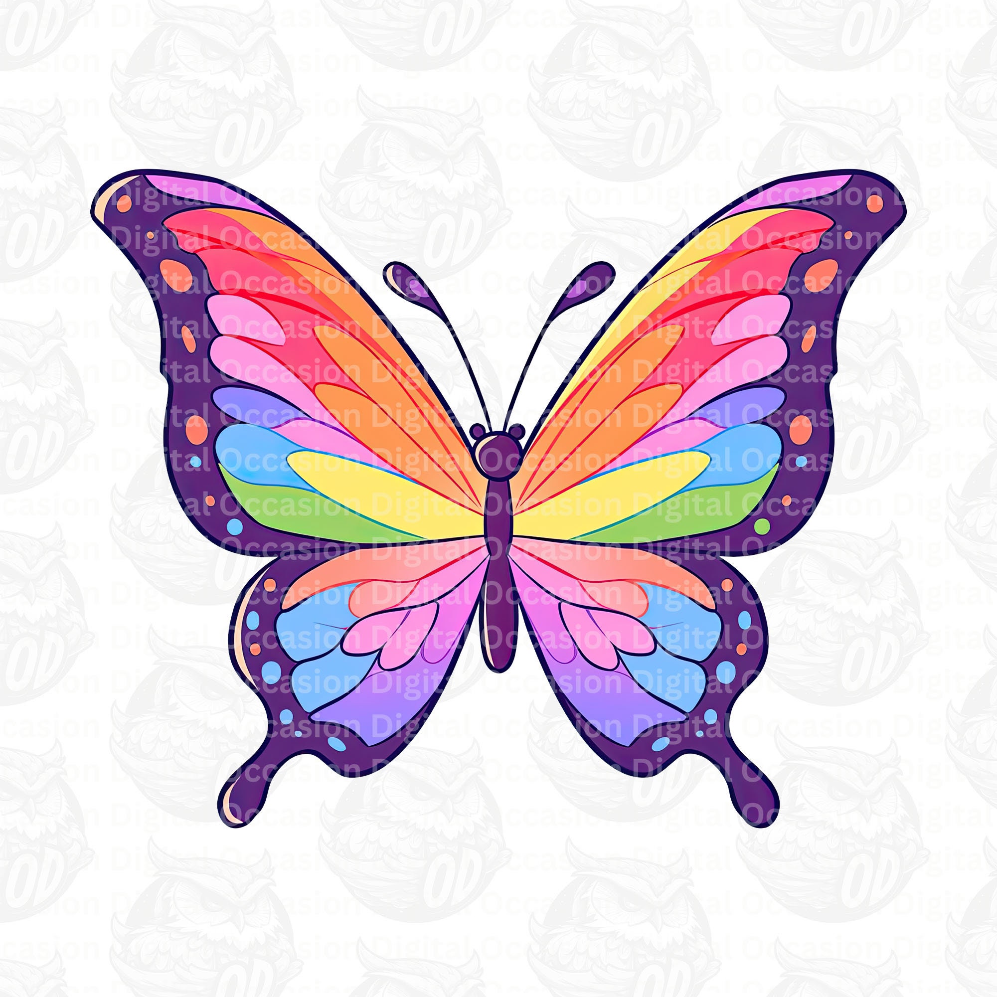 Butterflies Clipart, Rainbow Butterfly, Color Butterflies Bundle Png ...