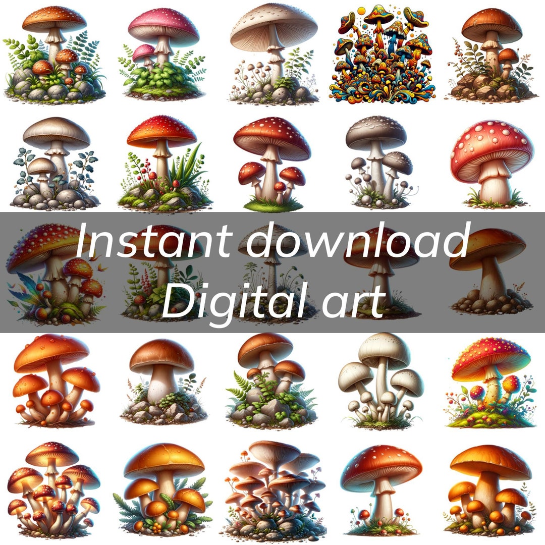 Fantasy Mushroom Cluster Clipart - Cute Forest and Woods Nature ...