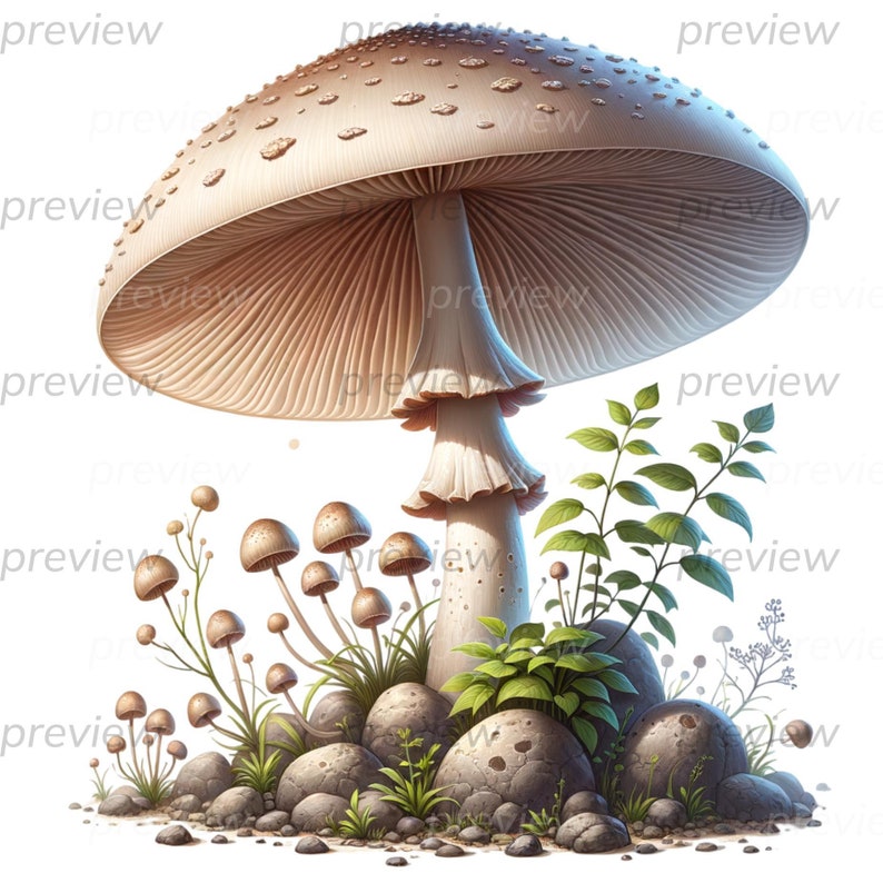 Fantasy Mushroom Cluster Clipart - Cute Forest and Woods Nature ...