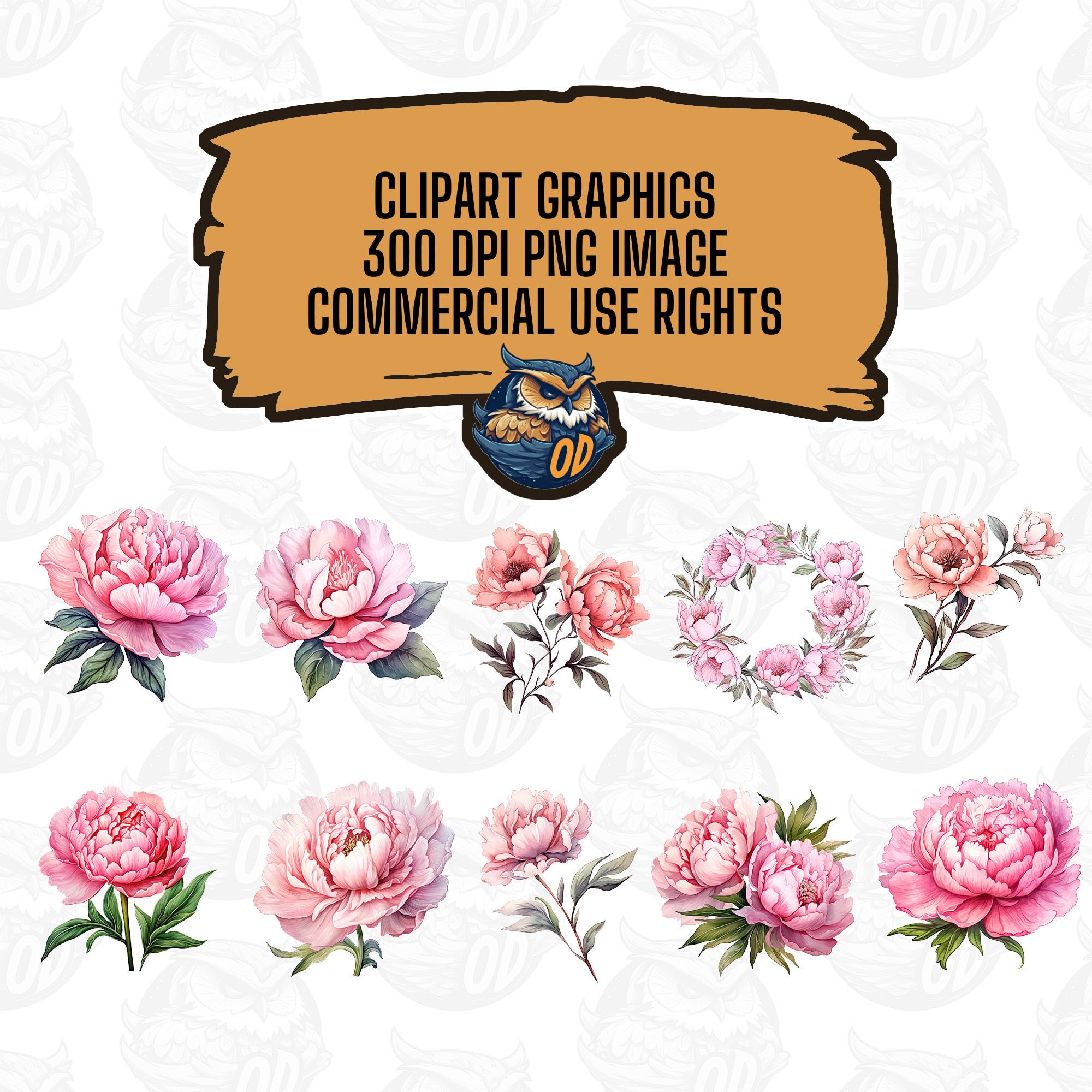 Watercolor Pink Peonies Clip Art, Peony Flower Embellishments, Pink ...