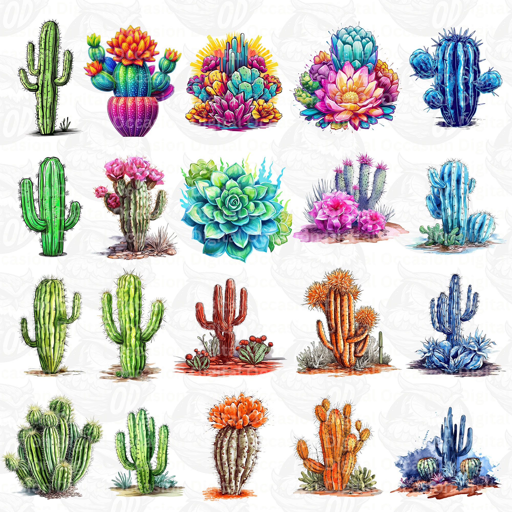 Neon Cactus Bundle Png, Floral Cactus,flowers Png,sublimate Designs ...