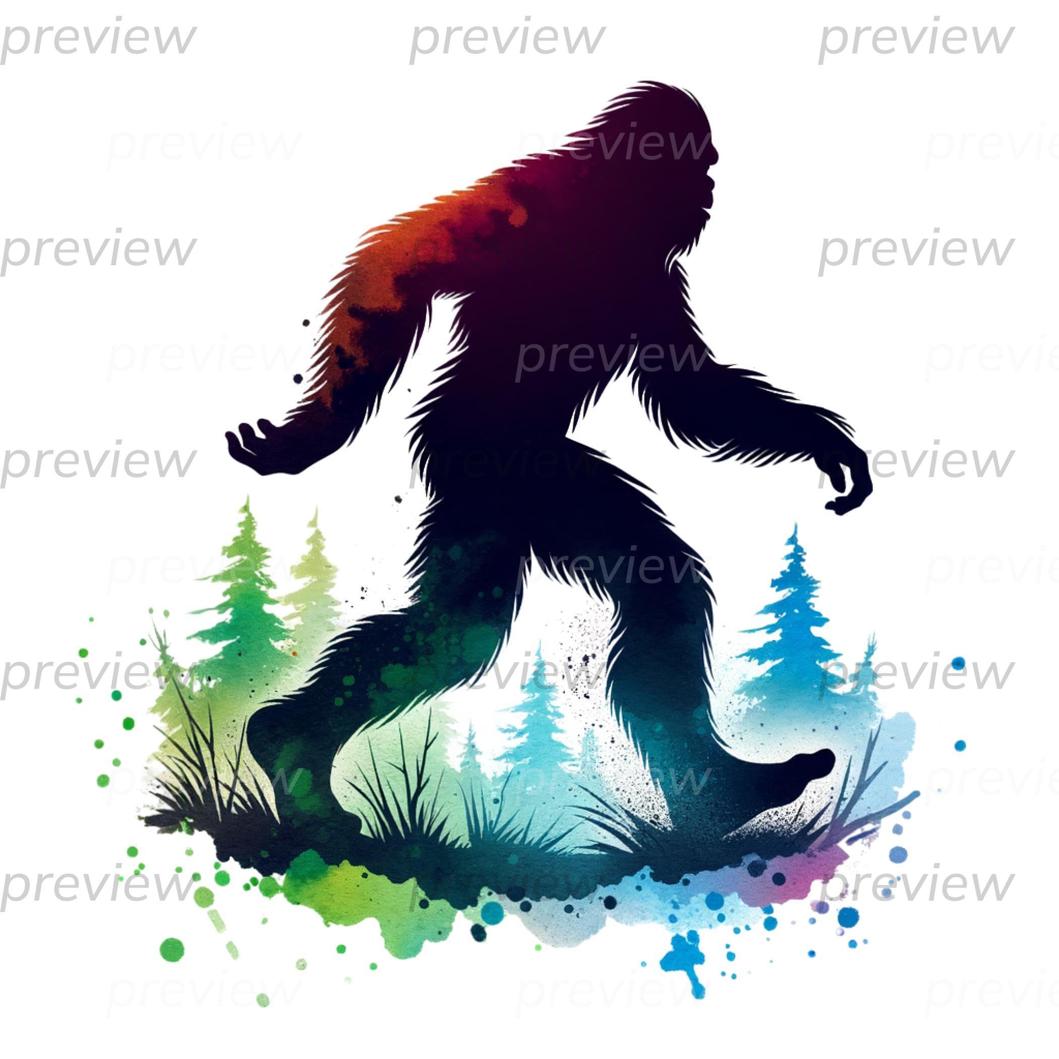 30 Png Bigfoot Water Color Bundle, Sasquatch & Yeti Forest Hiking ...