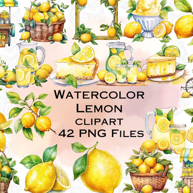 Lemon Watercolor Clipart - Etsy