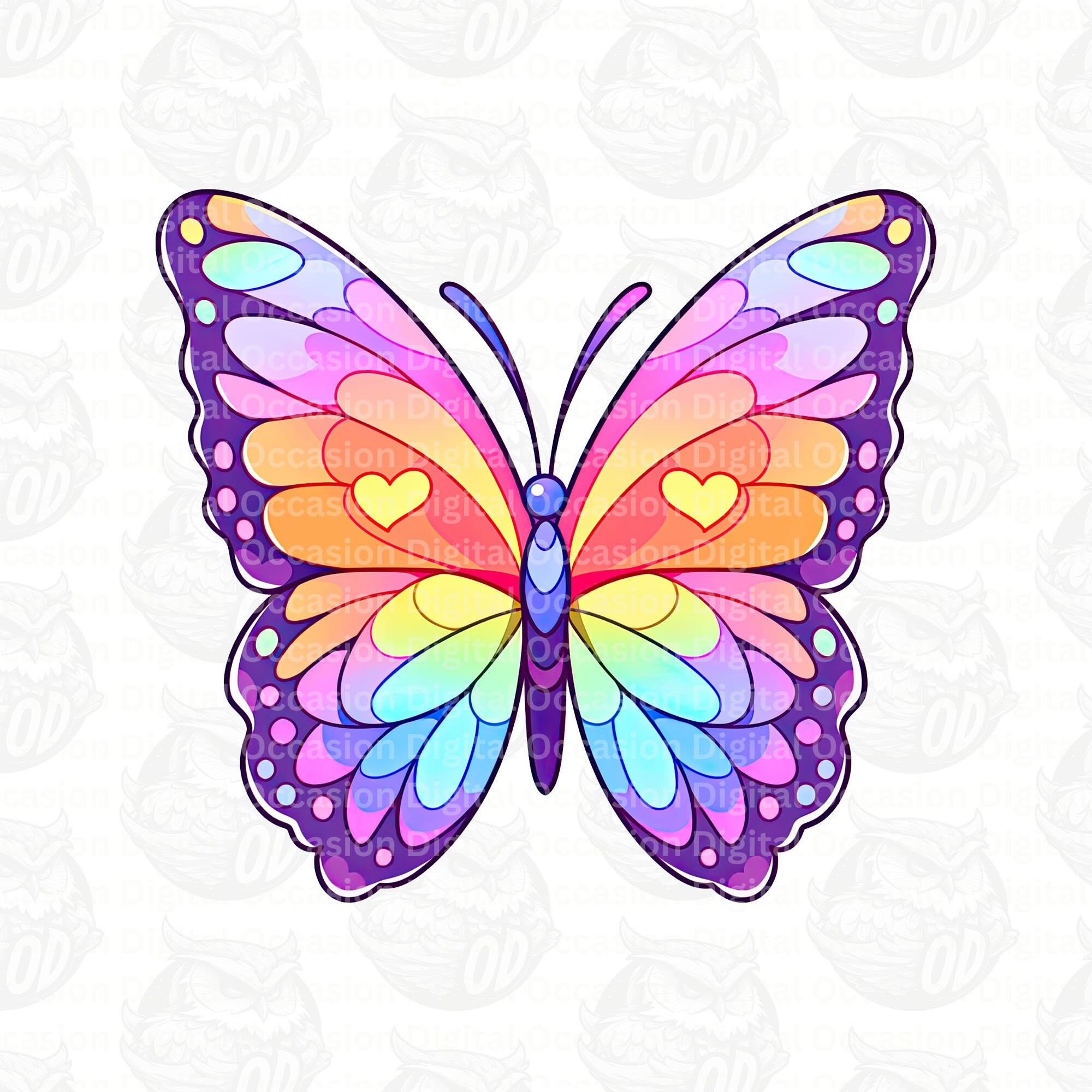 Butterflies Clipart, Rainbow Butterfly, Color Butterflies Bundle Png ...