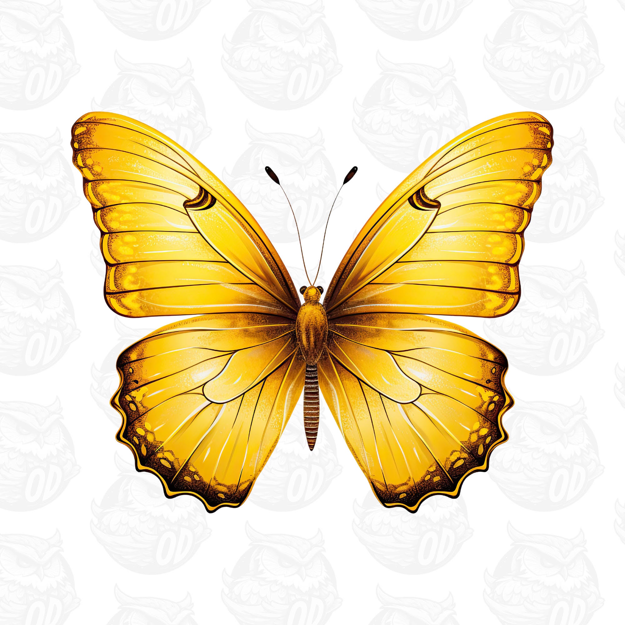 Watercolor Gold & Yellow Color Butterfly Clipart, 160 Separate PNG ...