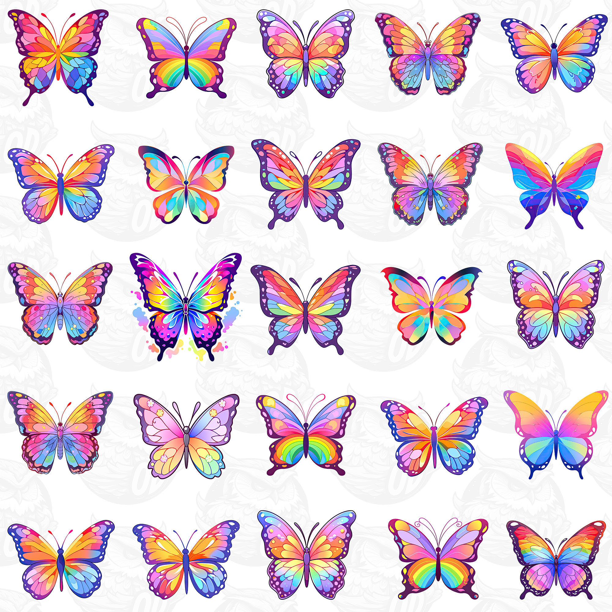Butterflies Clipart, Rainbow Butterfly, Color Butterflies Bundle Png ...
