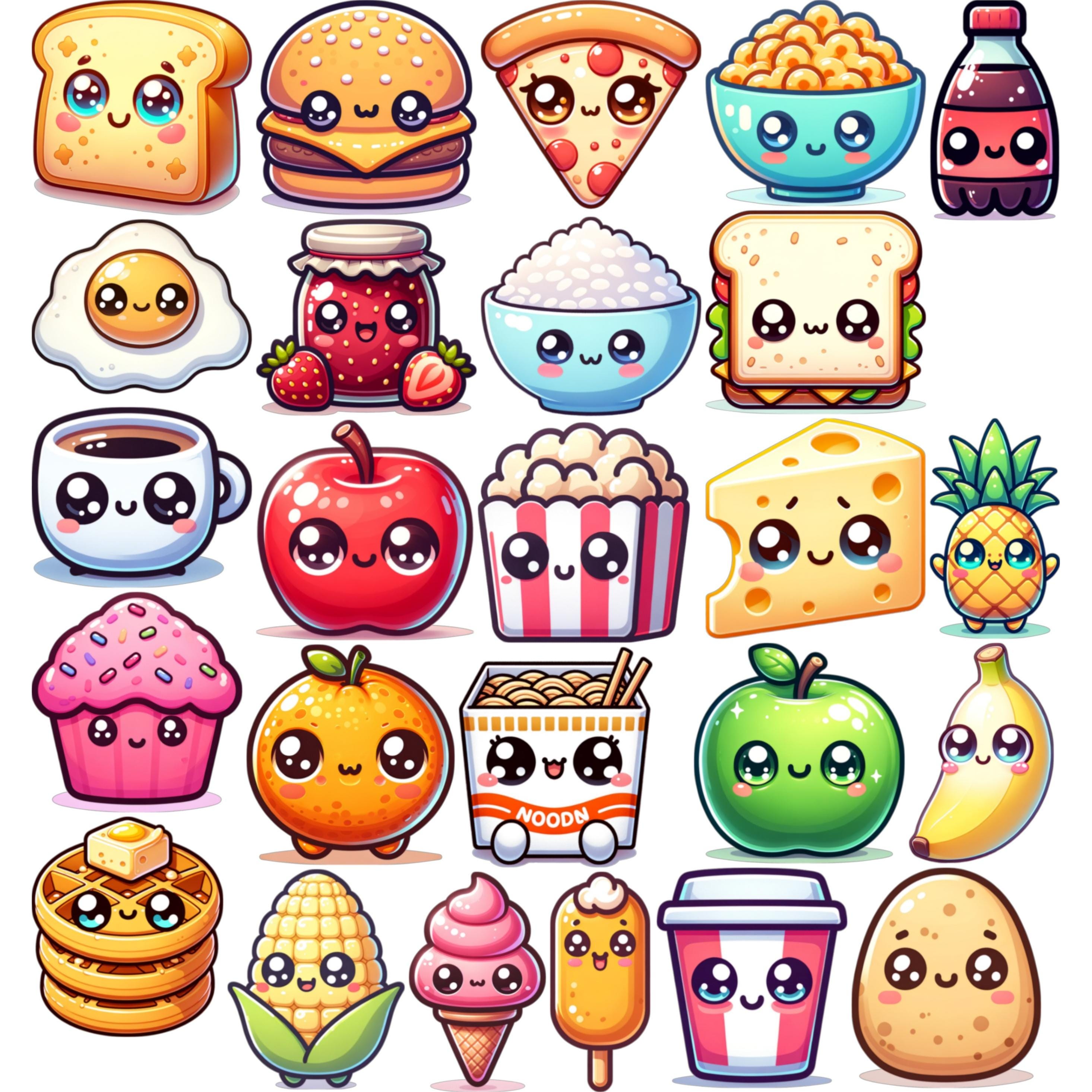 77 PNG Kawaii Food Clipart Cute Printable Sublimation Kawaii Stickers ...