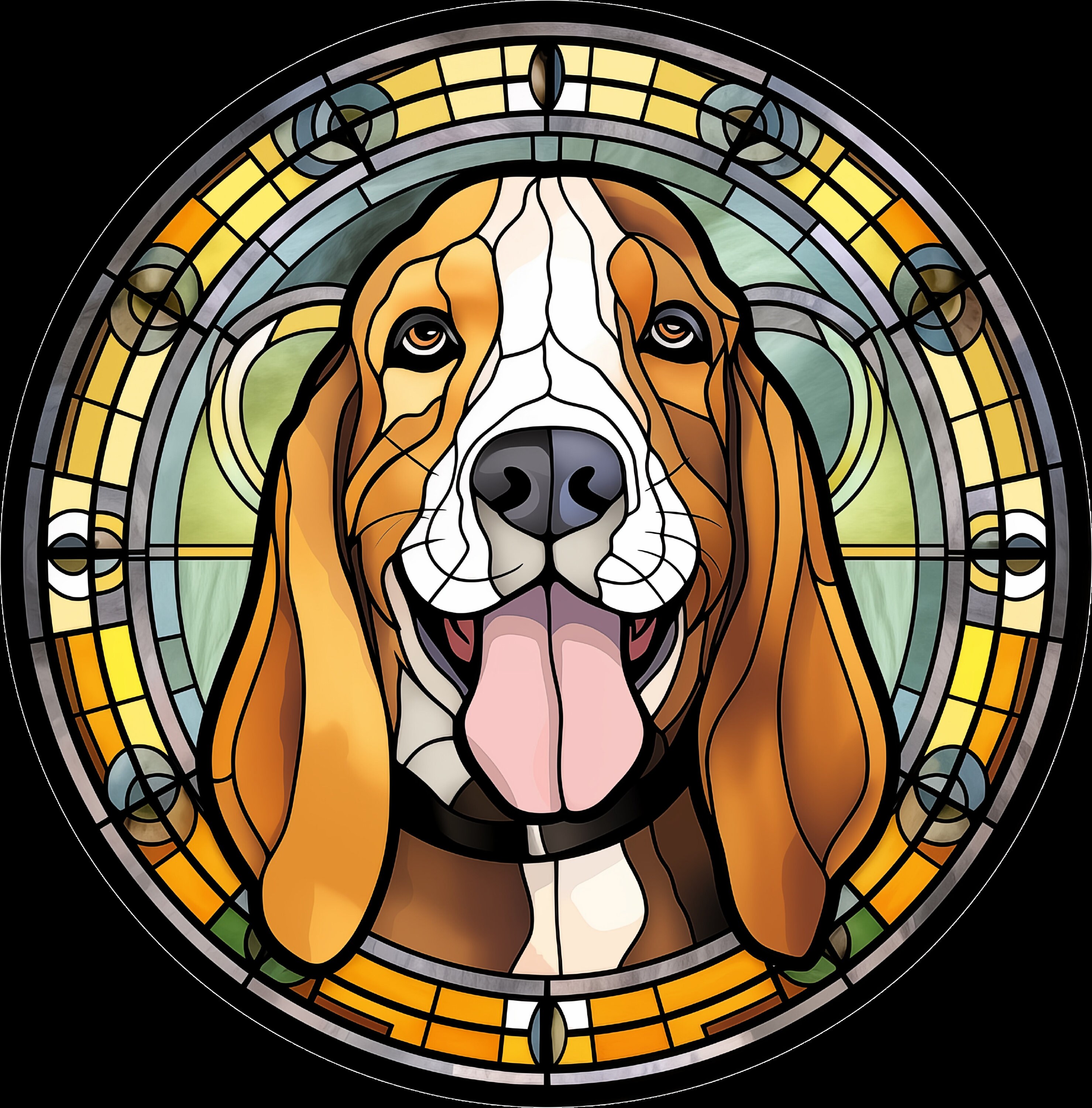 Stained Glass Dog 147 Round Bundle PNG, High-resolution, Commercial Use ...