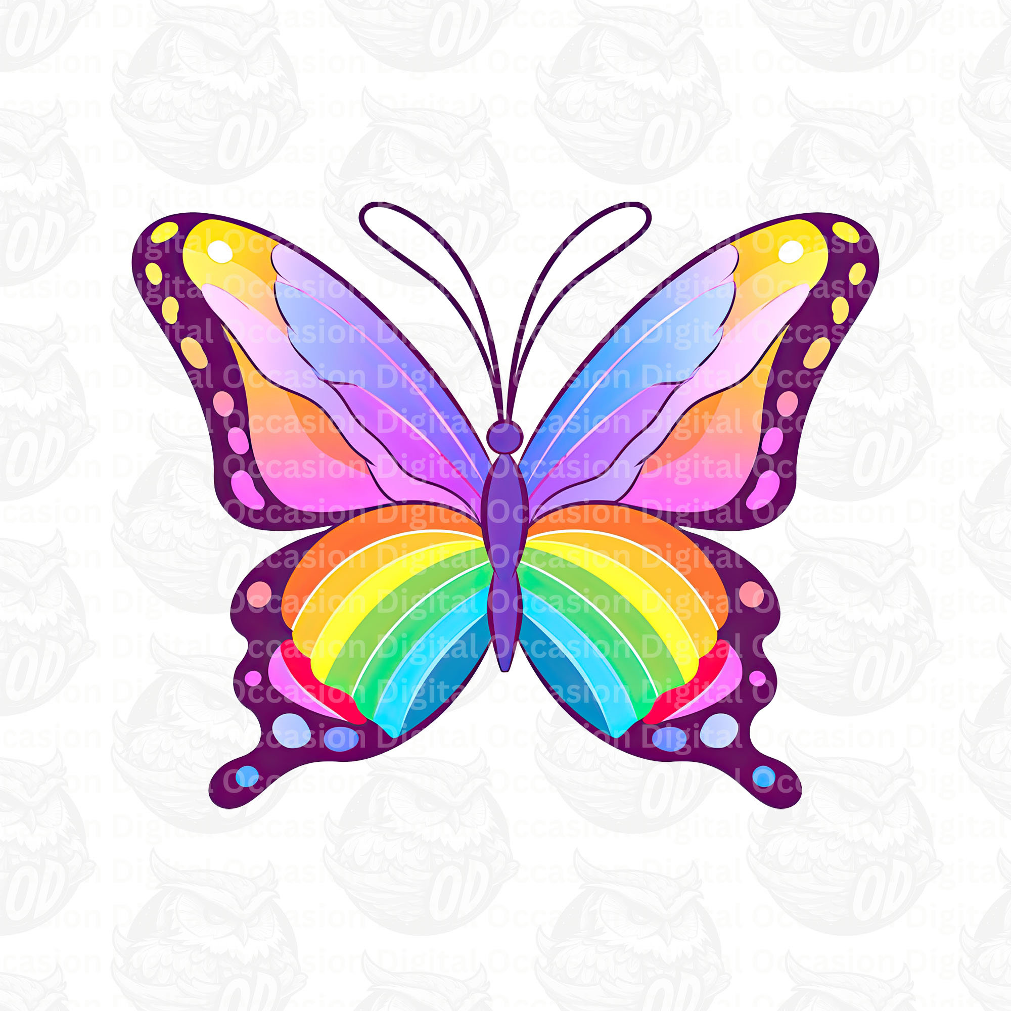 Butterflies Clipart, Rainbow Butterfly, Color Butterflies Bundle Png ...