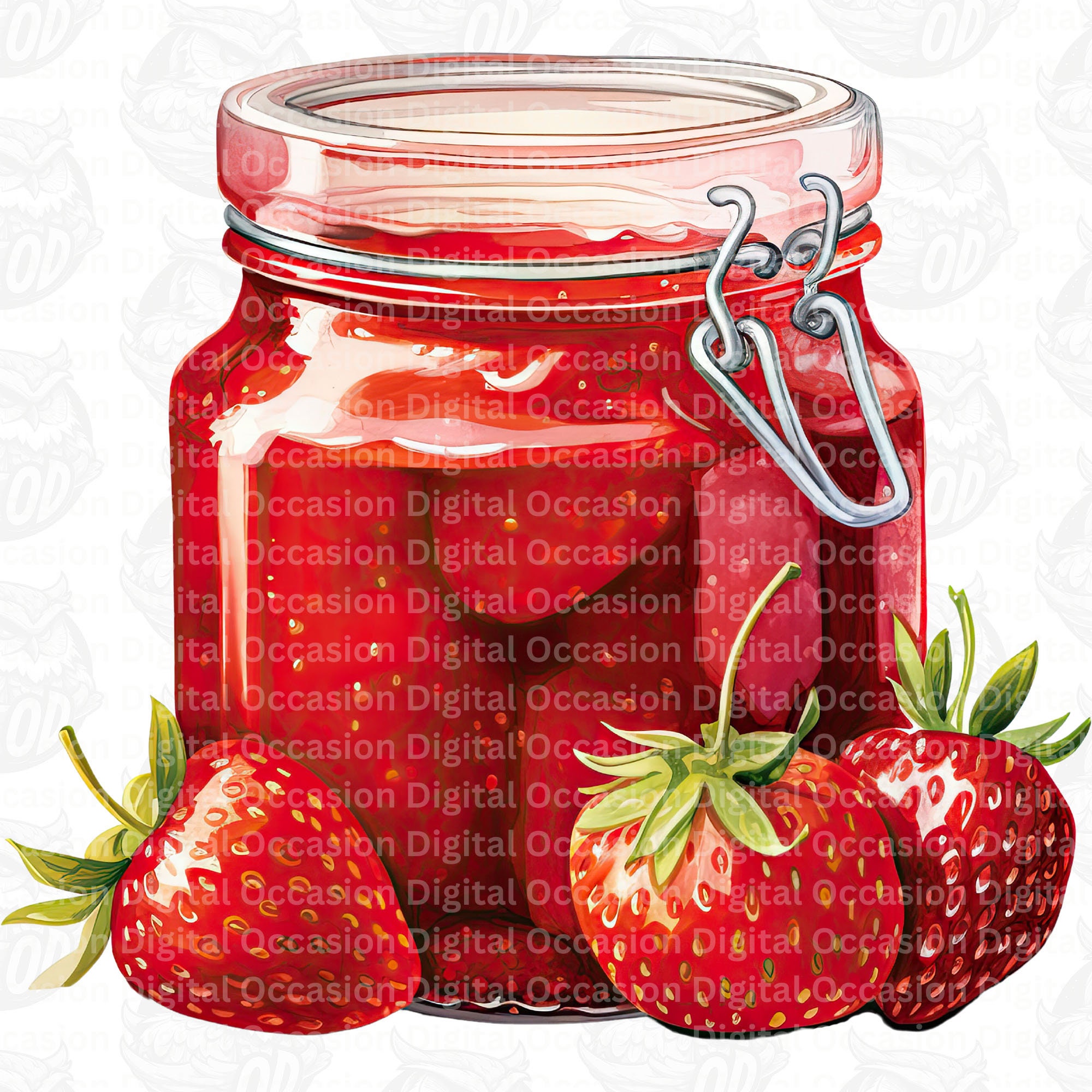 Watercolor Berries Jam Clipart, Strawberry, Raspberry, Blackberry, and ...