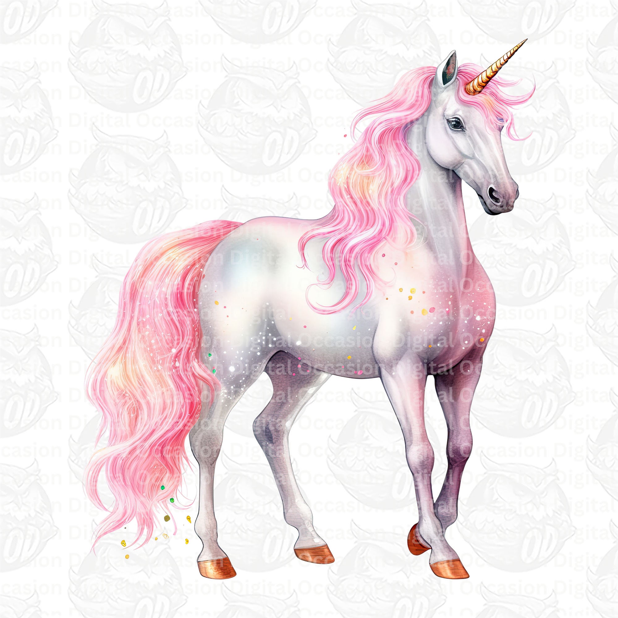 Watercolor Unicorn Clipart, Fantasy Clip Art PNG Graphics 24 ...