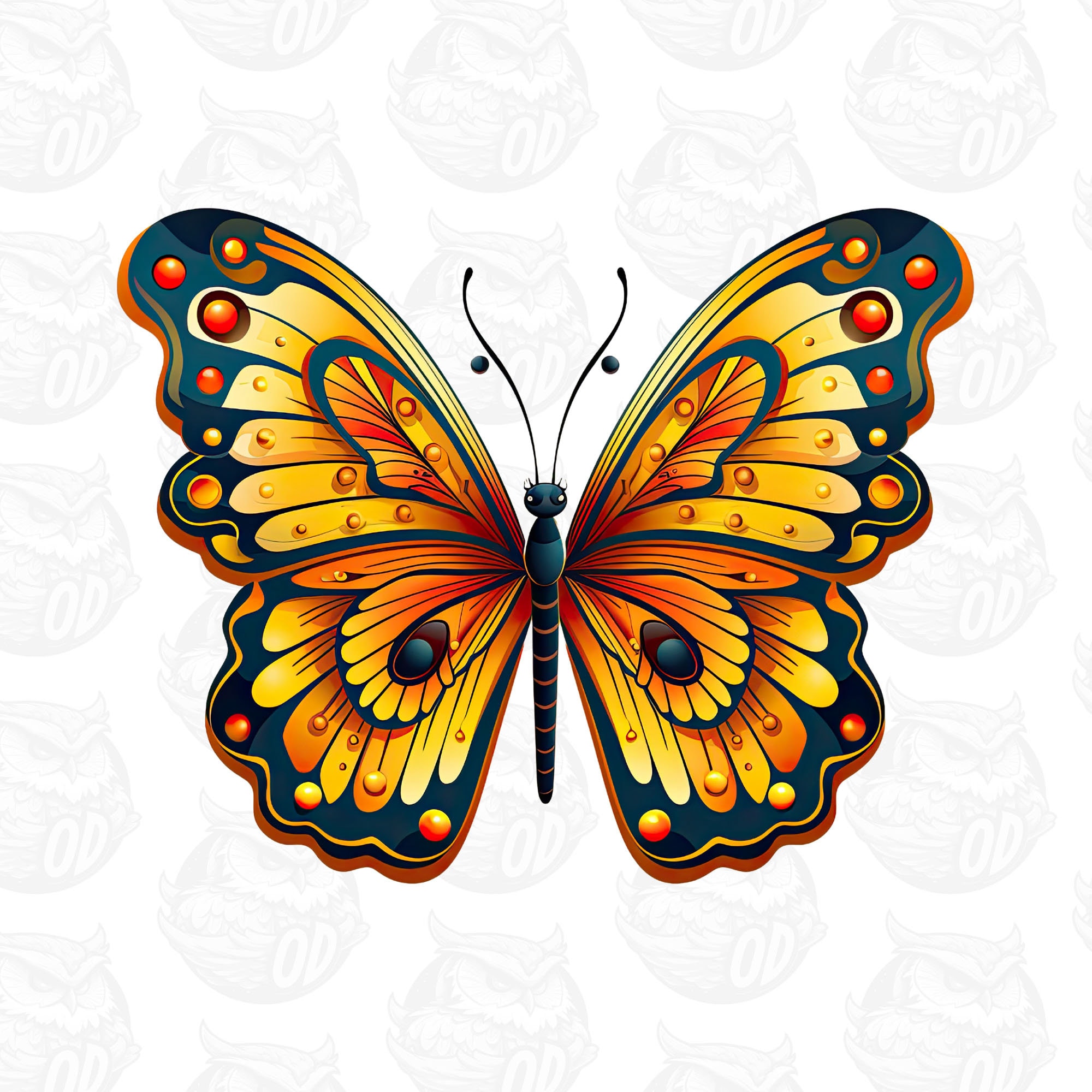 Watercolor Gold & Yellow Color Butterfly Clipart, 160 Separate PNG ...