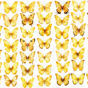 Watercolor Gold & Yellow Color Butterfly Clipart, 160 Separate PNG ...