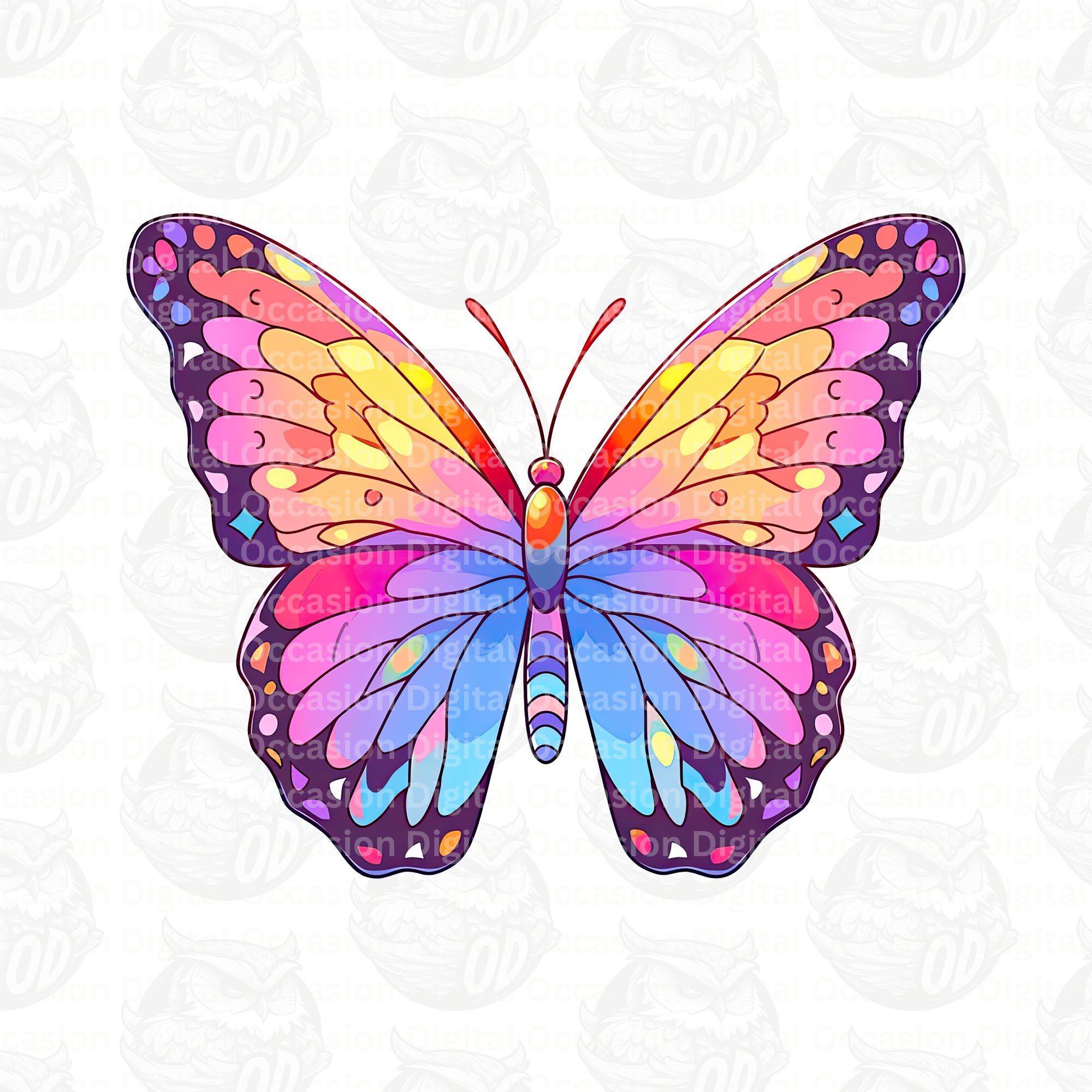 Butterflies Clipart, Rainbow Butterfly, Color Butterflies Bundle Png ...
