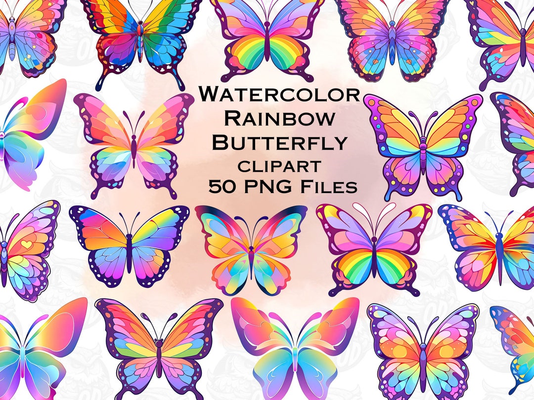 Butterflies Clipart, Rainbow Butterfly, Color Butterflies Bundle Png ...