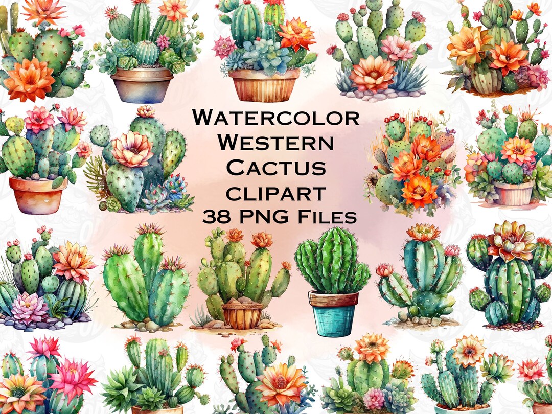 Western Cactus Bundle Png, Floral Cactus,flowers Png,sublimate Designs ...