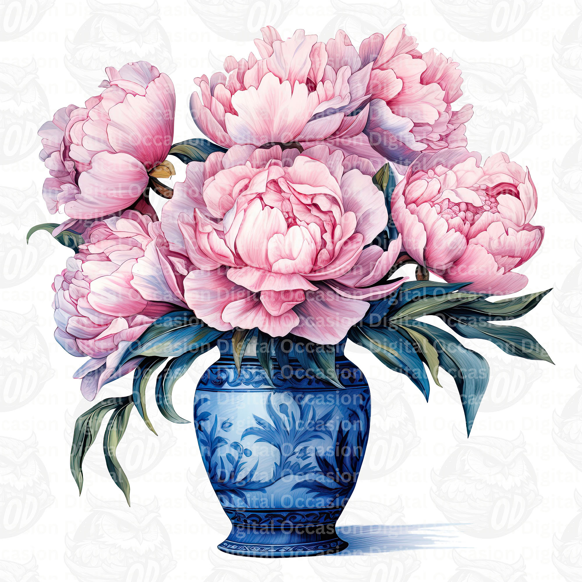Watercolor Pink Peonies Clip Art, Peony Flower Embellishments, Pink ...